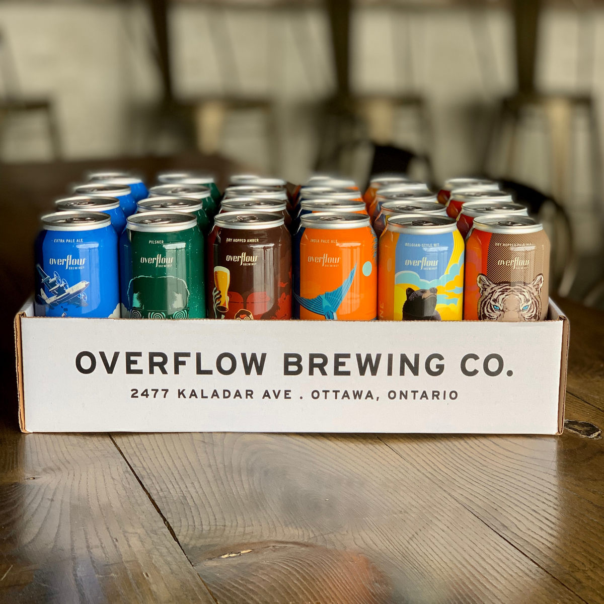 Case of Overflow Brewing Co beer